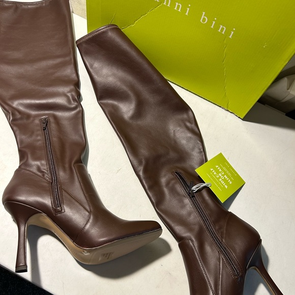 Gianni Bini | Shoes | Gianni Bini Chocolate Brown Faux Leather Over The ...
